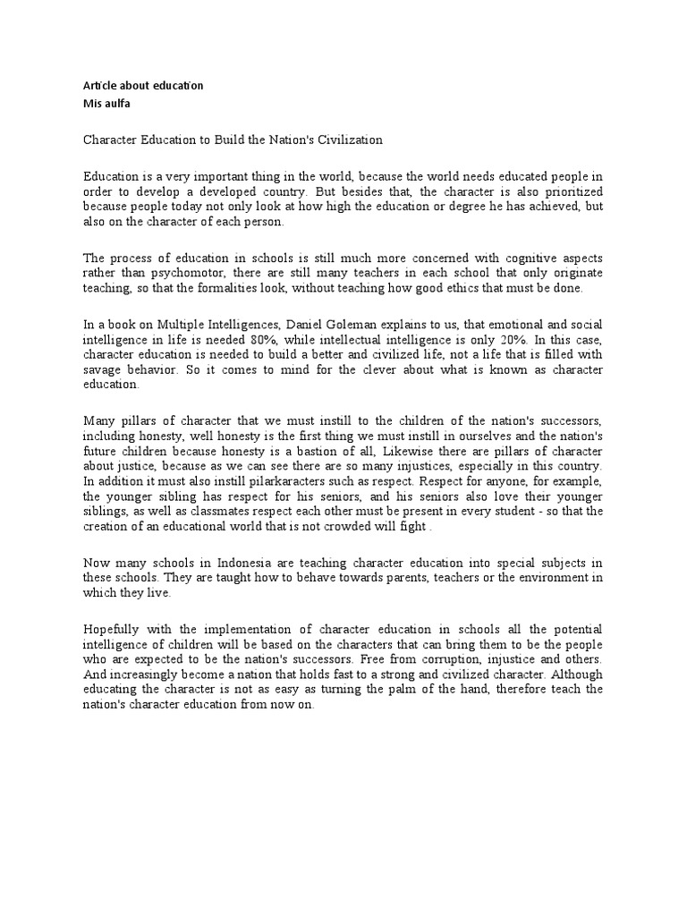 Article About Education | PDF