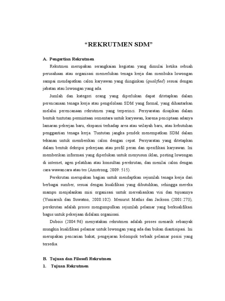 Bab 3 Rekrutmen SDM (Kelompok 2) | PDF | Karier & Perkembangan