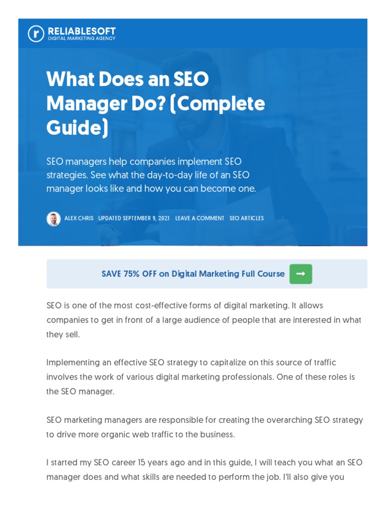 SEO Manager Role and Responsibilities Guide | PDF | Search Engine Optimization | Hypertext