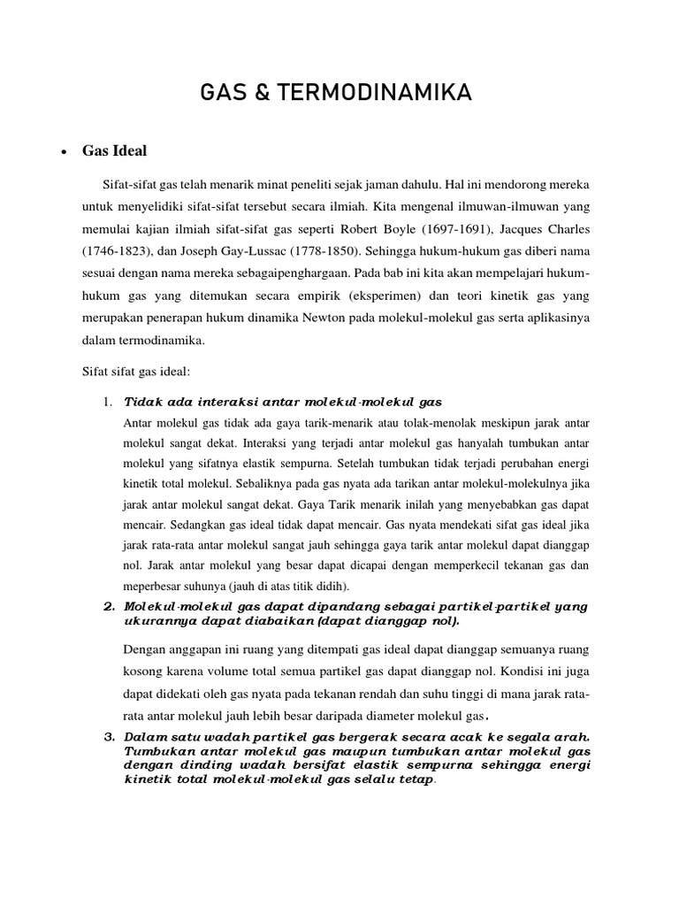 Gas Dan Termodinamika Fix | PDF