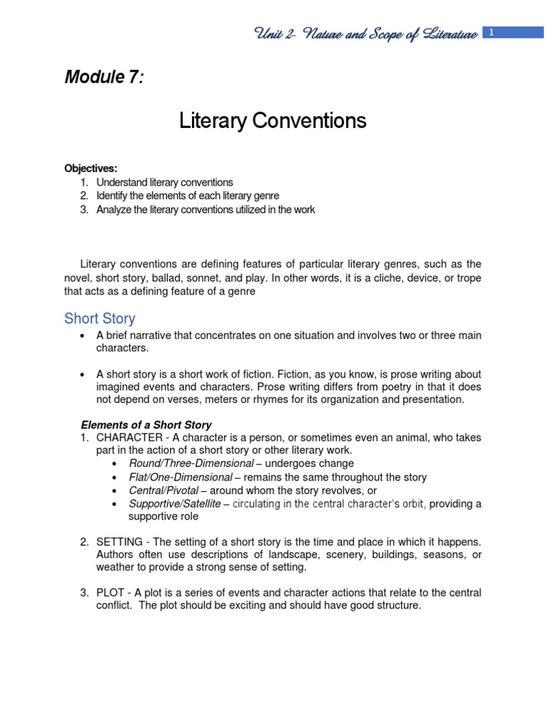 Literary Conventions UNIT 2 MODULE 7 | PDF | Rhyme | Poetry
