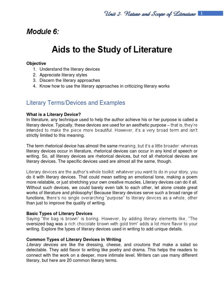 Aids for Understanding Literary Devices | PDF | Narration | Genre
