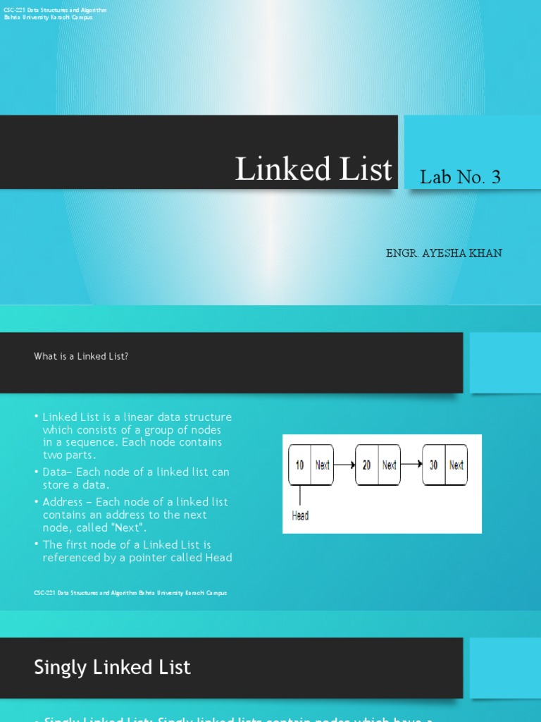 Linked List: Lab No. 3 | PDF | Pointer (Computer Programming) | Software Engineering