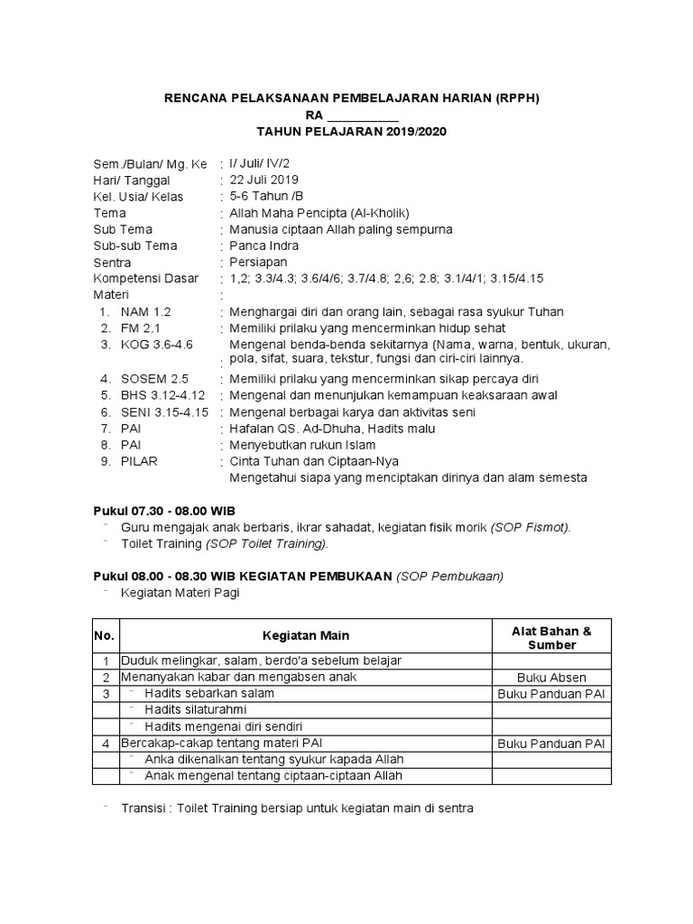2762 Juknis & Contoh Format Prosem, RPPM & RPPH 2019. | PDF