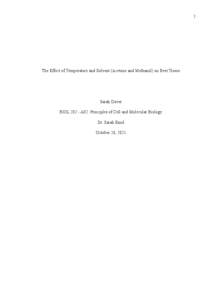 Temperature and Solvent Effects on Beet Tissue | PDF