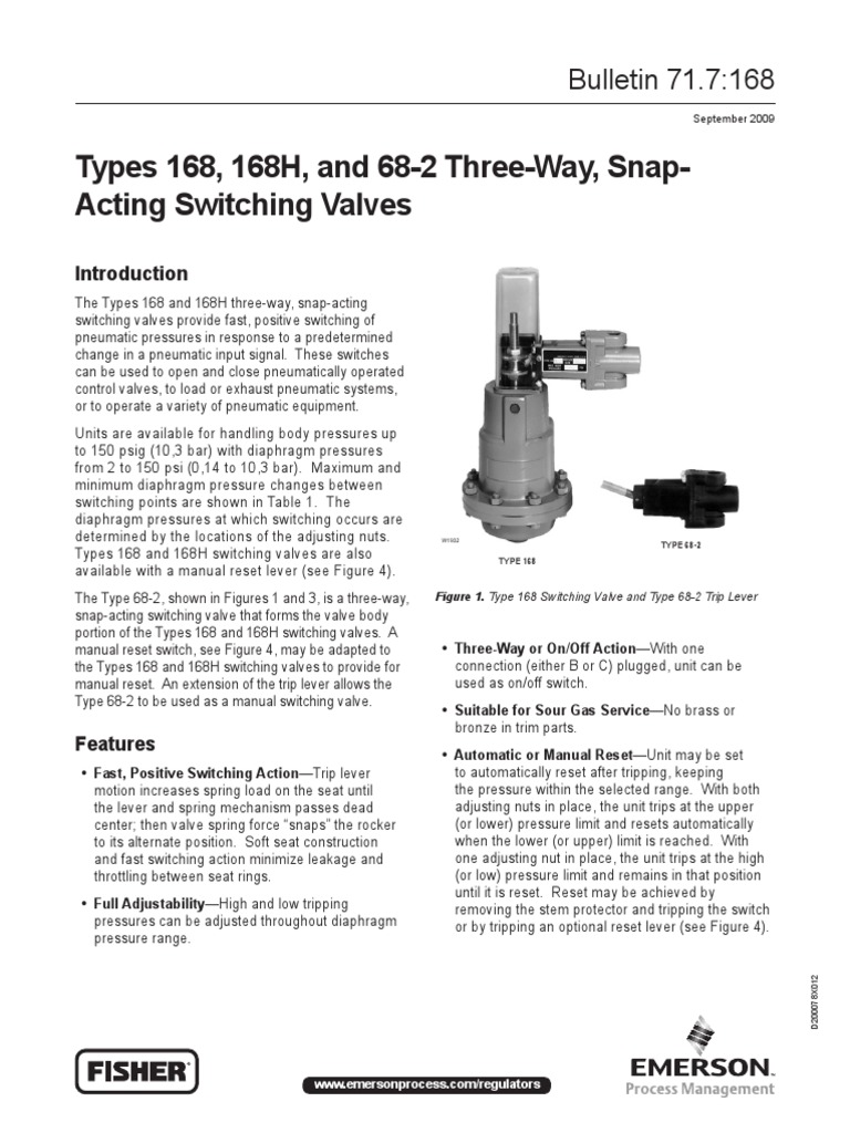 Types 168, 168H, and 68-2 Three-Way, Snap-Acting Switching Valves | PDF ...