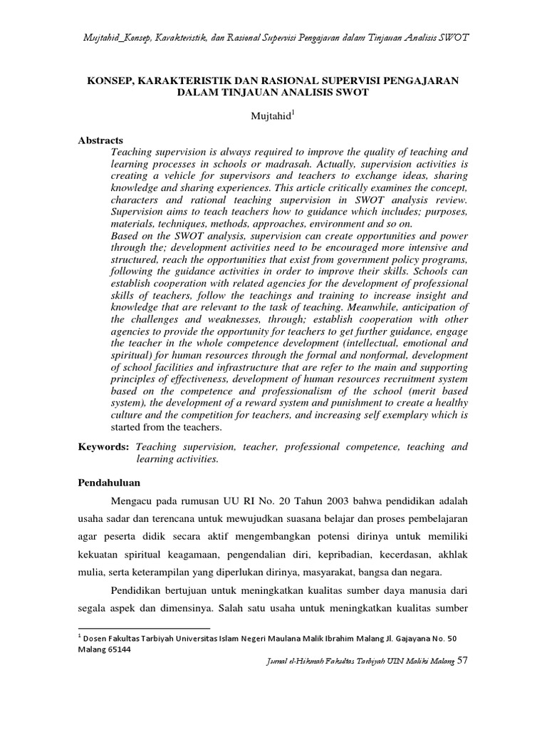 Konsep Karakteristik Dan Rasional Superv 24cd4b04 | PDF | Teachers ...