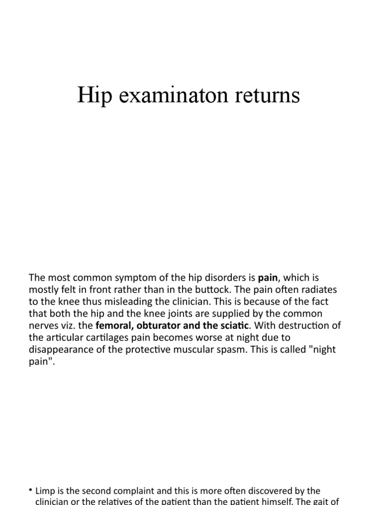 Hip Examination | PDF | Hip | Anatomical Terms Of Motion