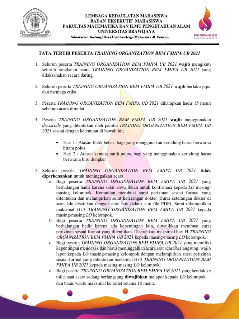 Tata Tertib To Bem Fmipa Ub 2021 | PDF | Karier & Perkembangan