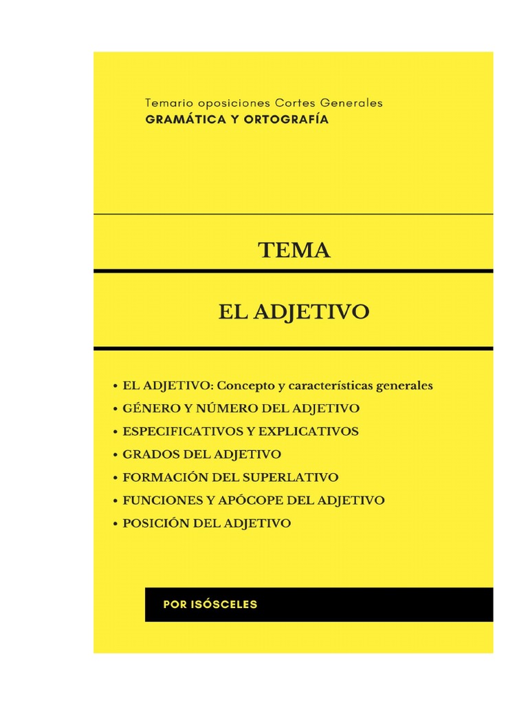 EL ADJETIVO: CONCEPTO Y CARACTERÍSTICAS GENERALES. GÉNERO Y NÚMERO DEL ...
