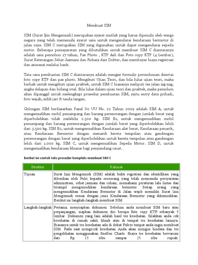 Teks Prosedur Membuat Sim | PDF