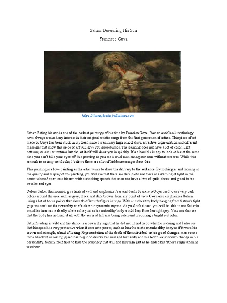 Saturn Devouring His Son Francisco Goya | PDF | Paintings