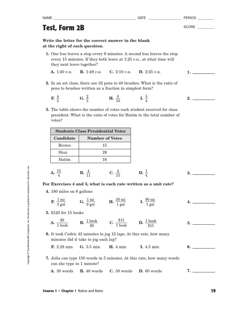 Test, Form 2B: NAME - DATE - PERIOD | PDF