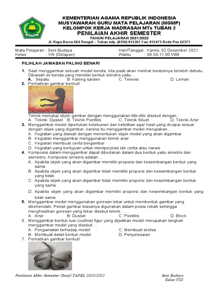 Soal Pas SBK Kelas 8 | PDF | Seni & Disiplin Bahasa | Kajian Bahasa Asing