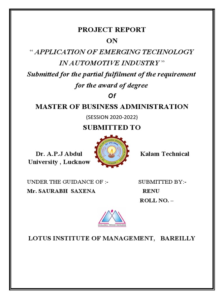 Mba 2ND Sem Project Report | PDF | Car | Internet Of Things