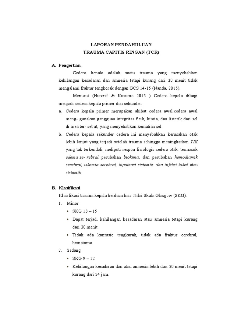 LP Trauma Capitis Ringan Fix | PDF