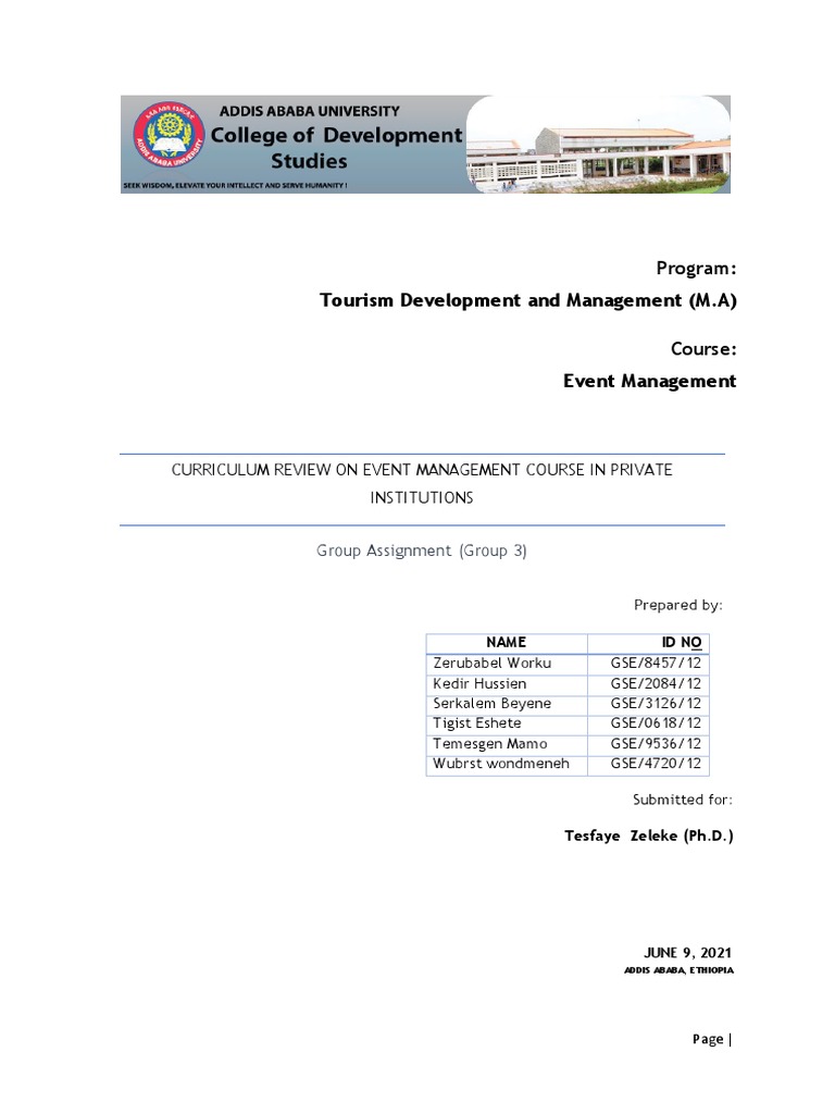 Tourism Development and Management (M.A) : Program | PDF | Feasibility ...