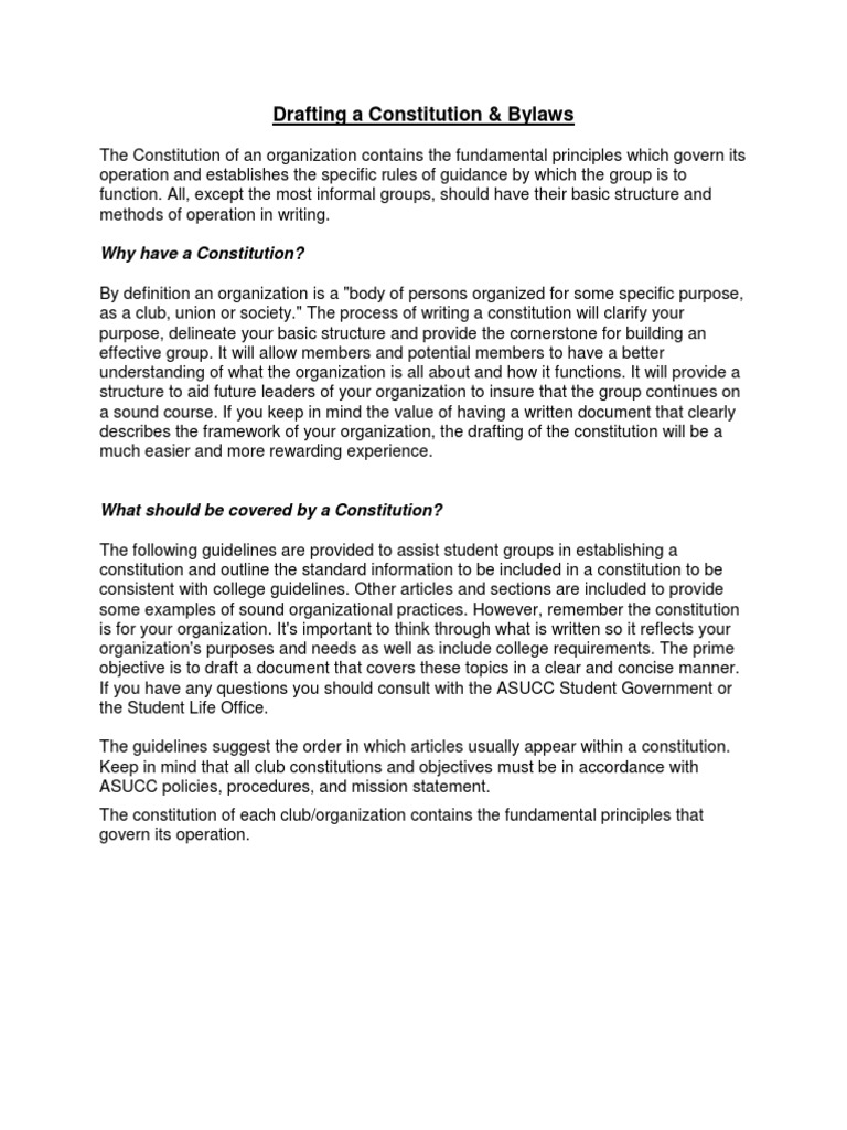 How to Draft a Constitution & Bylaws | PDF | By Law | Constitution