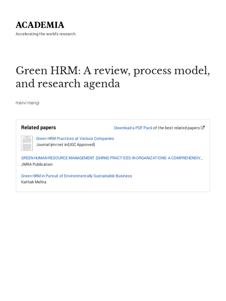Green HRM With Cover Page v2 | PDF | Human Resource Management | Employment