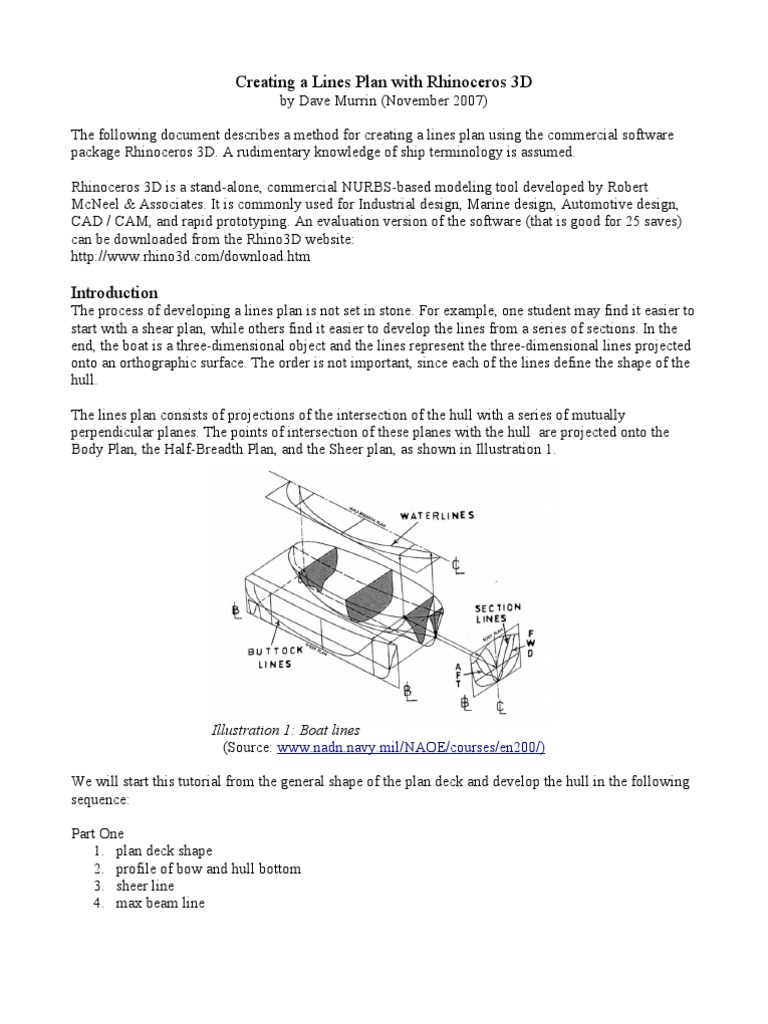 Creating A Hull Lines Plan With Rhino | PDF | Curvature | Curve