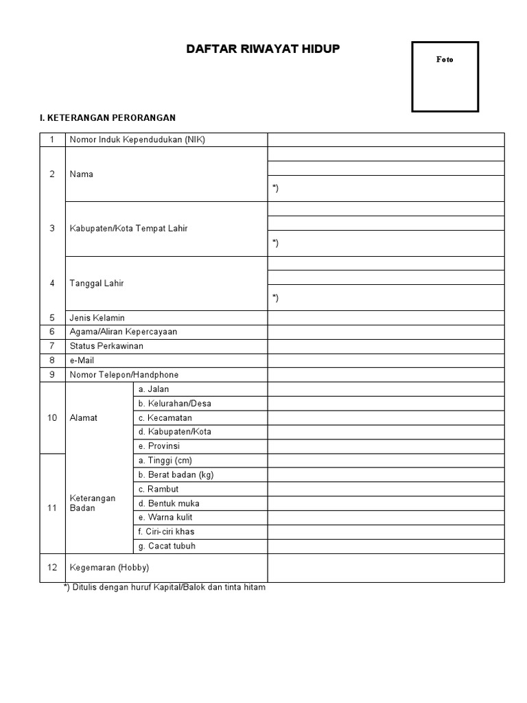 Format DRH CPNS | PDF