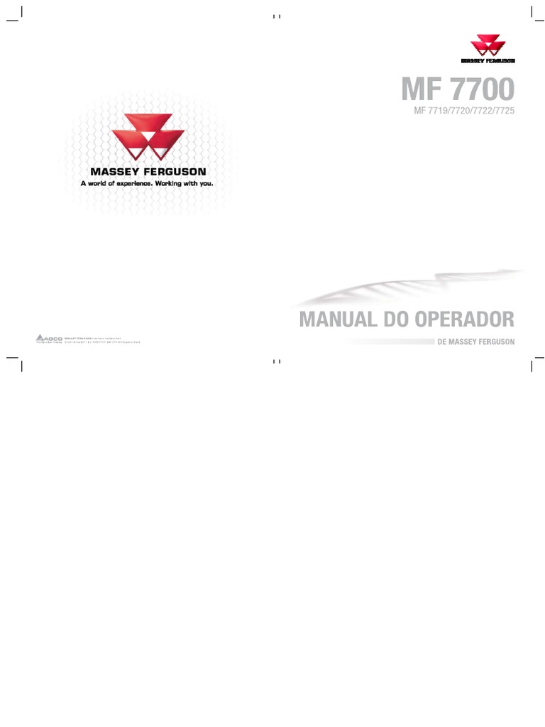 Massey Ferguson SA MF7700 Series MF 7719 7720 7722 7725 Manual Do ...
