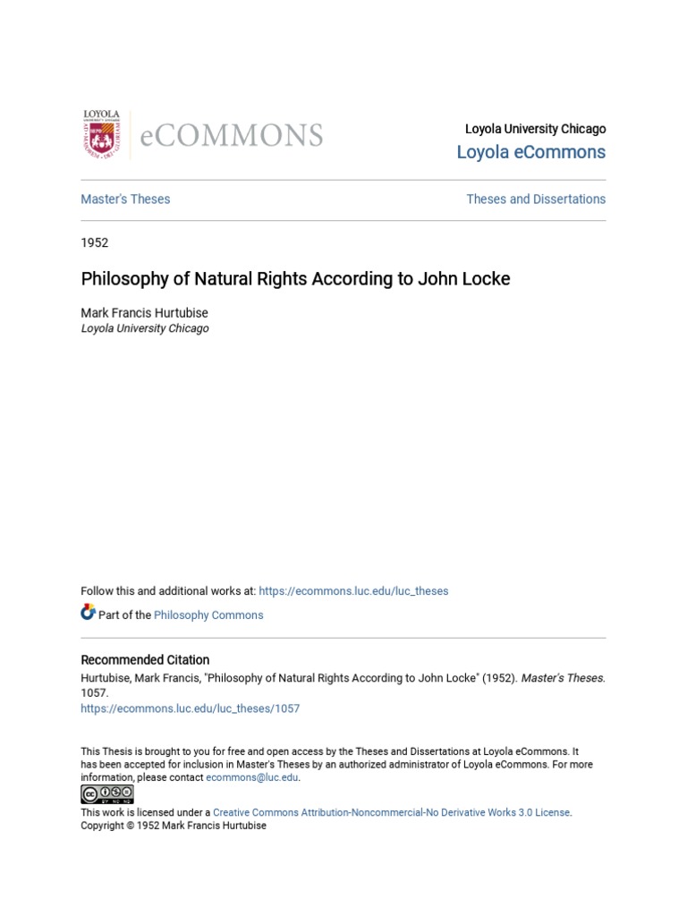Philosophy of Natural Rights According To John Locke | PDF | Thesis ...