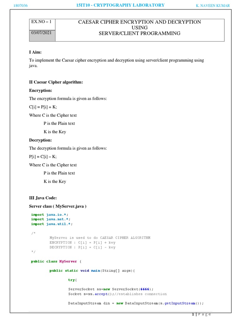 Caesar Cipher Using Java - Crypto Lab | PDF | Cipher | Cryptography
