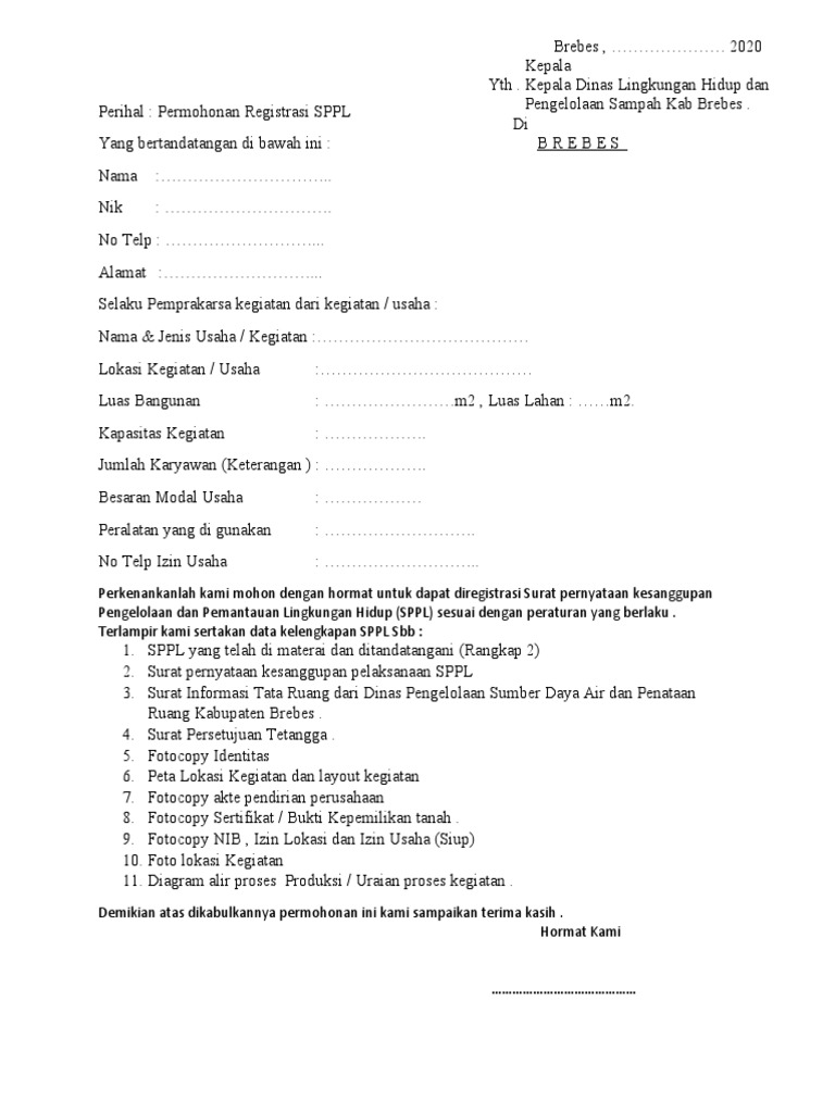 Permohonan SPPL | PDF