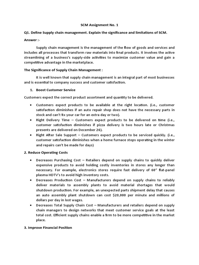SCM Assignment No 1 | PDF | Inventory | Supply Chain