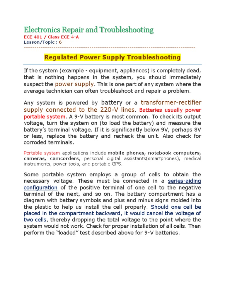 Electronics Repair and Troubleshooting: Regulated Power Supply ...