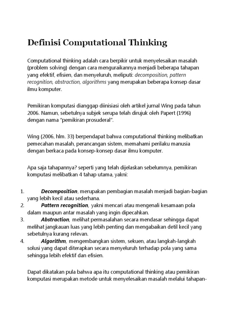 Definisi Computational Thinking | PDF
