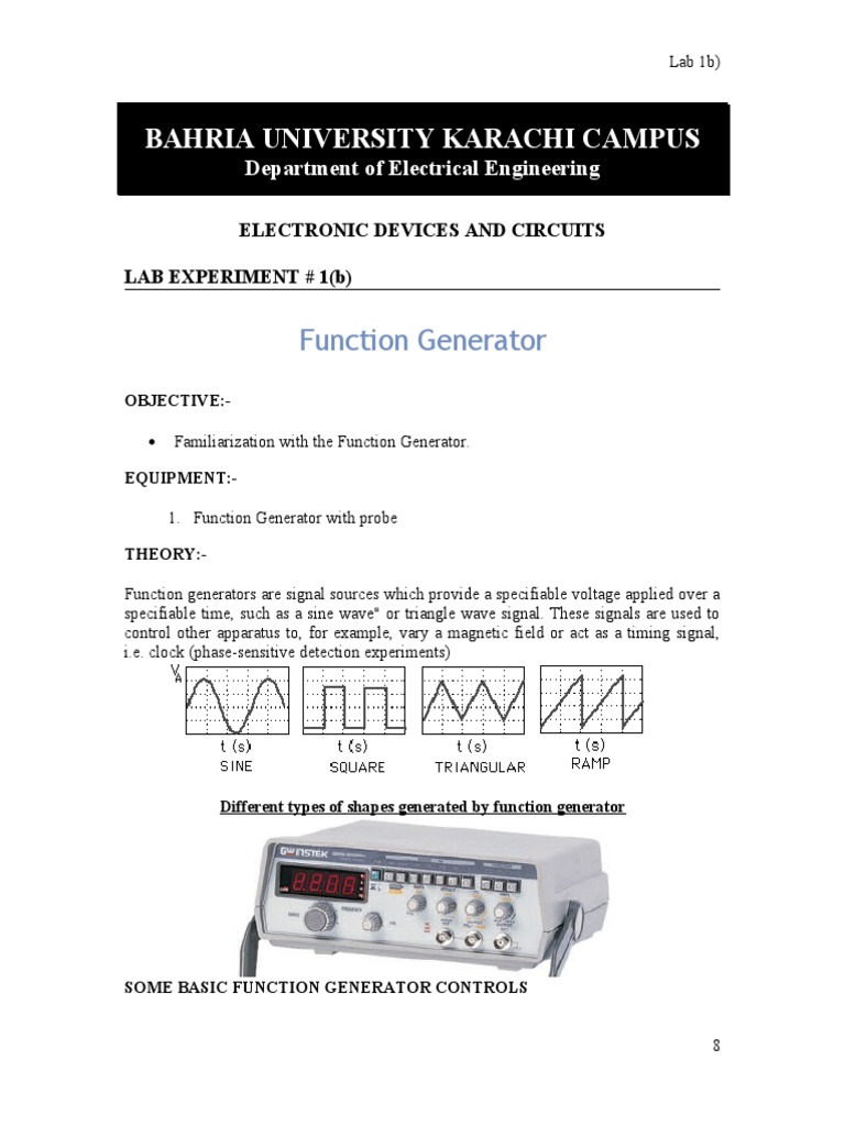Bahria University Karachi Campus: Function Generator | PDF ...