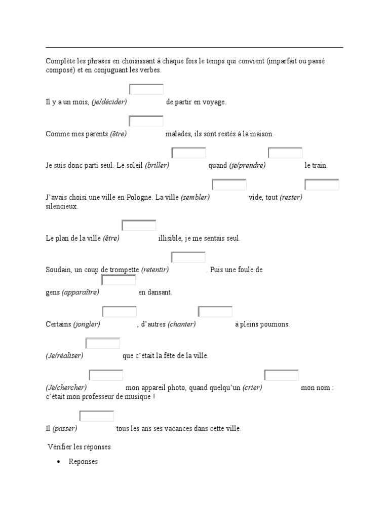 Imparfait Devoir | PDF