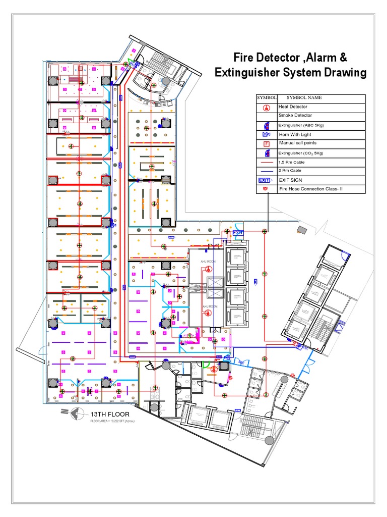 Fire Detector, Alarm & Extinguisher System Drawing | PDF | Building ...