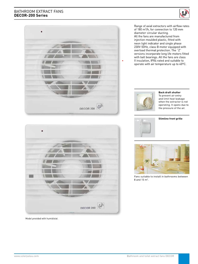 DECOR-200 Series: Bathroom Extract Fans | PDF | Duct (Flow ...