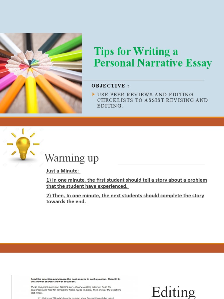 Tips For Writing A Personal Narrative Essay | PDF | Narrative | Essays