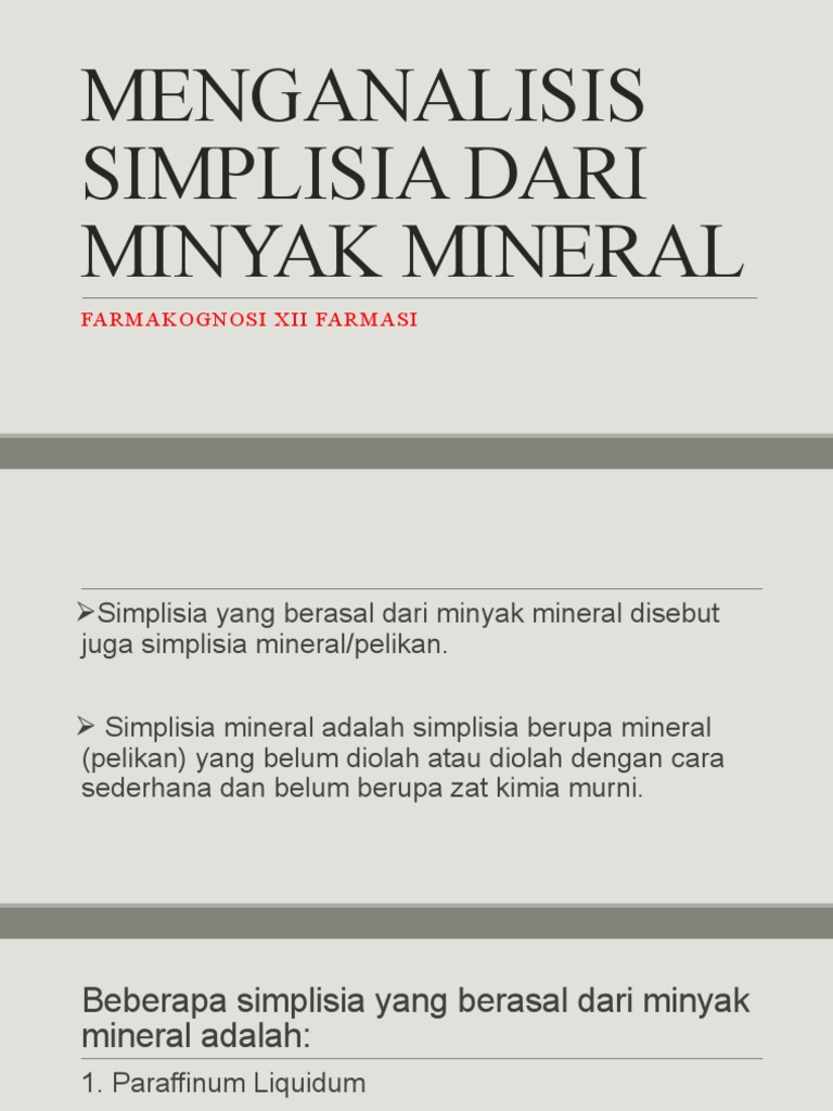 Simplisia Dari Minyak Mineral | PDF