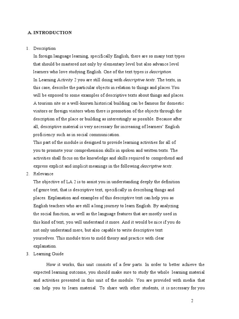 Descriptive Texts in English Learning | PDF | Learning | Guitars