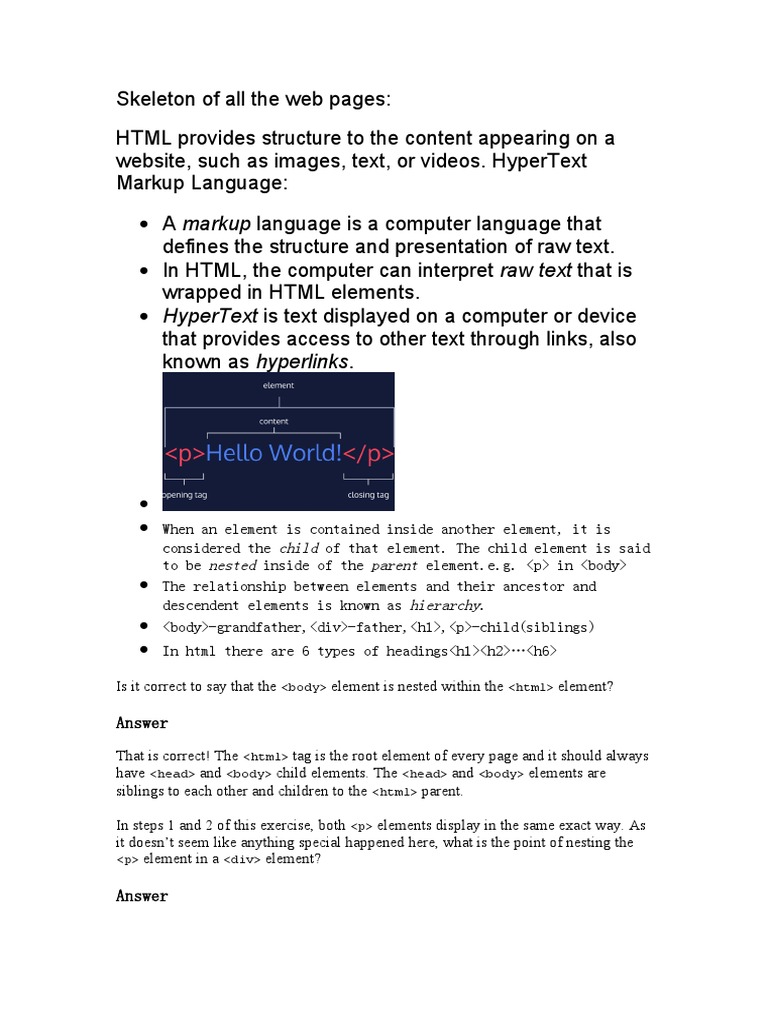 Answer | PDF | Html Element | Html