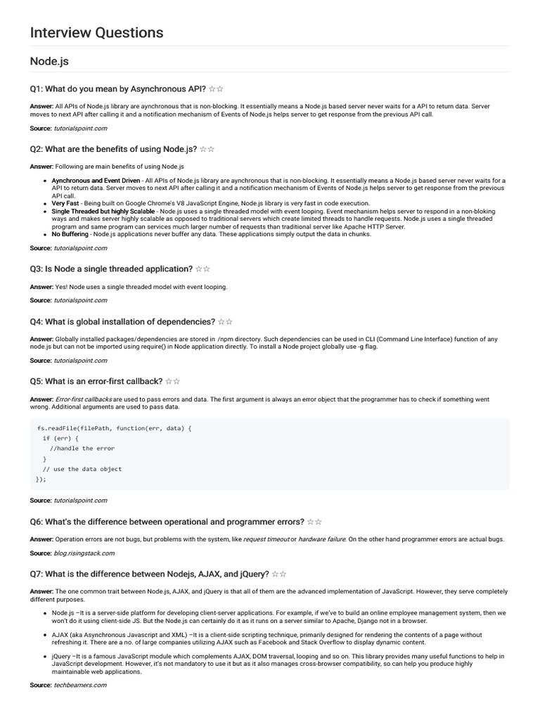 NodeJS Interview Questions | Download Free PDF | Java Script | Ajax ... NodeJS Interview Questions | Download Free PDF | Java Script | Ajax ...