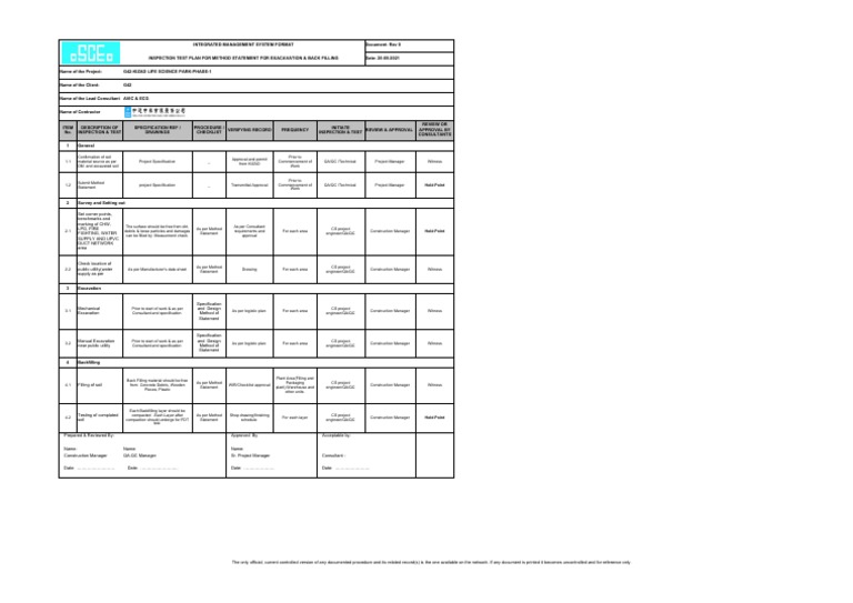 Inspection and Test Plan-1 | PDF | Specification (Technical Standard ...