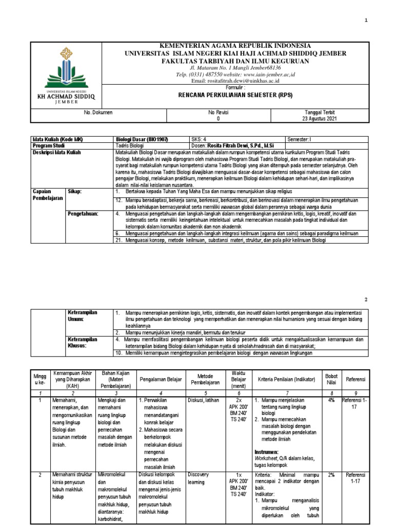 RPS Biologi Dasar | PDF