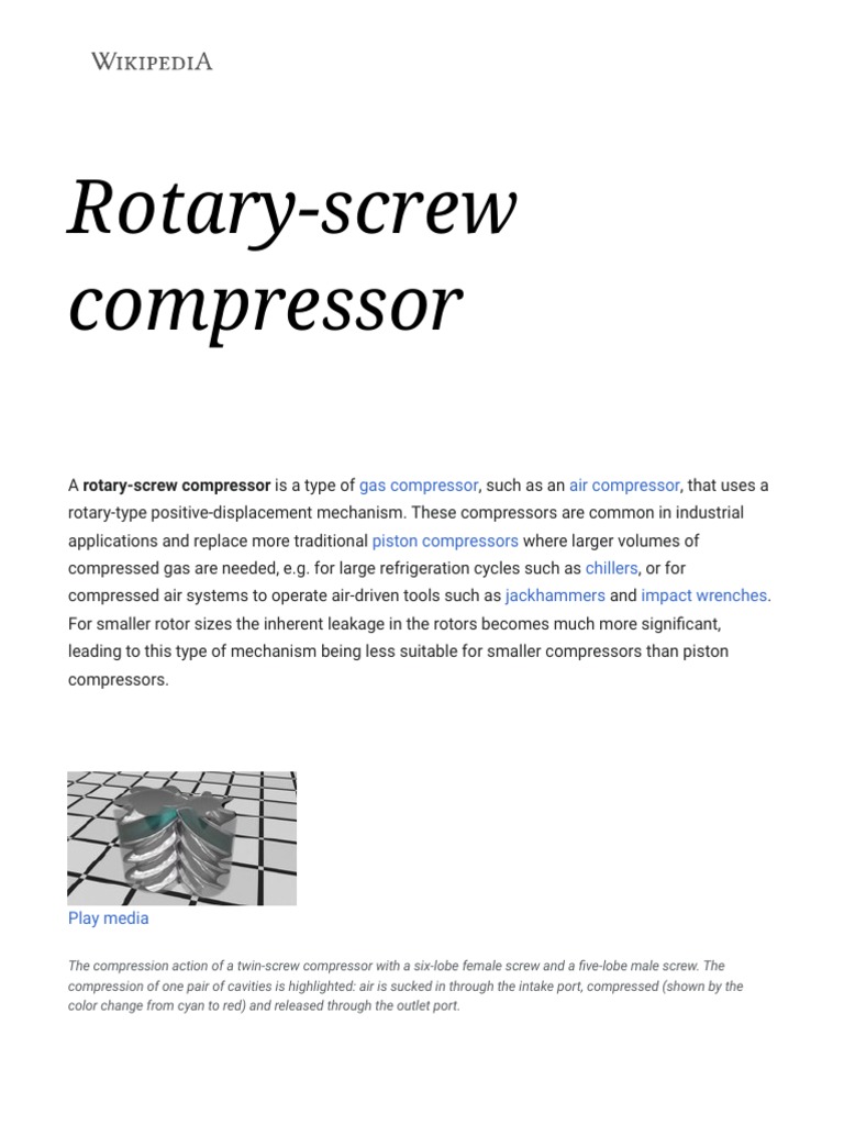 Rotary-Screw Compressor - Wikipedia | PDF | Mechanical Engineering ...