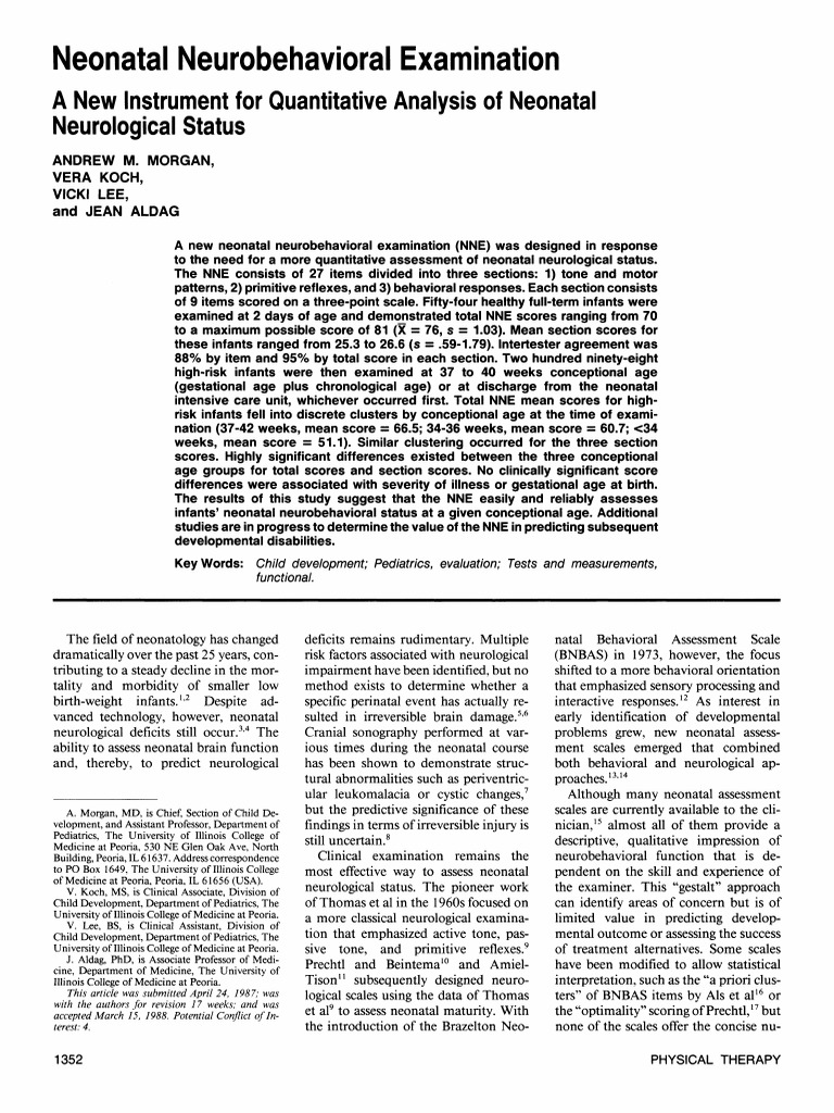 Neonatal Neurobehavioral Tool | PDF | Anatomical Terms Of Motion ...