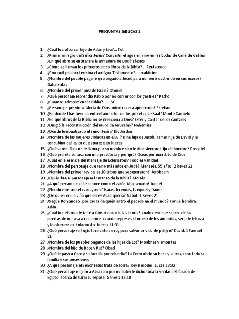 Preguntas Biblicas | PDF | Jacob | Jesús