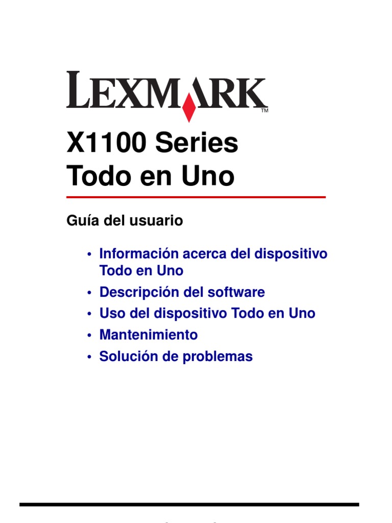 Lexmark X1100 Series User's Guide | PDF | Impresora (Computación ...