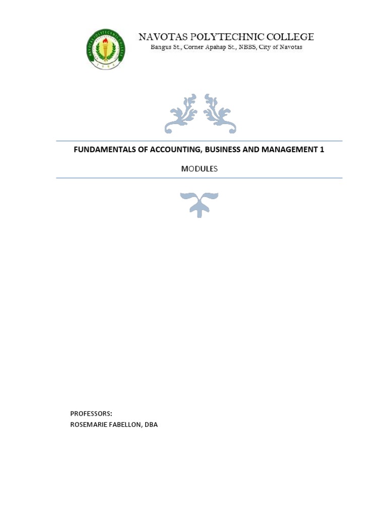 Fundamentals of ABM 1 - Modules - 1 | PDF | Accounting | Economies