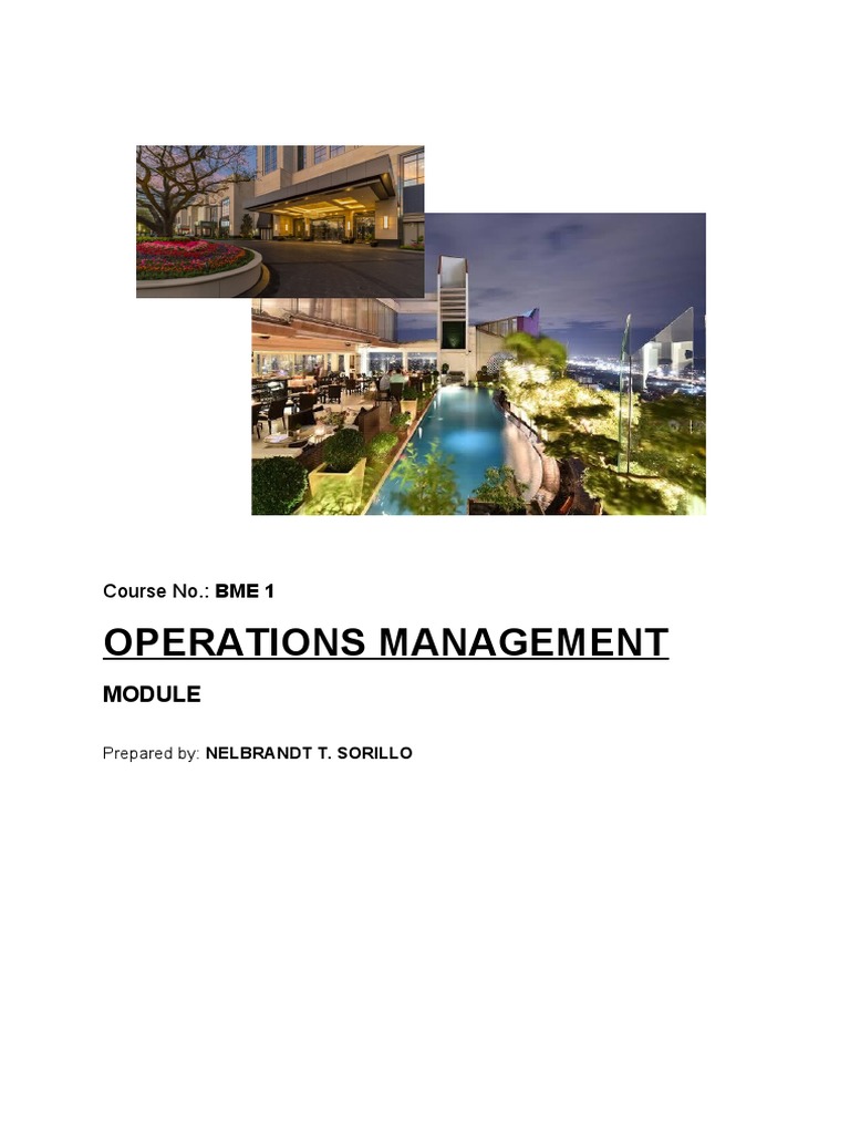 Operations Management: Course No.: BME 1 | PDF | Hotel | Feasibility Study