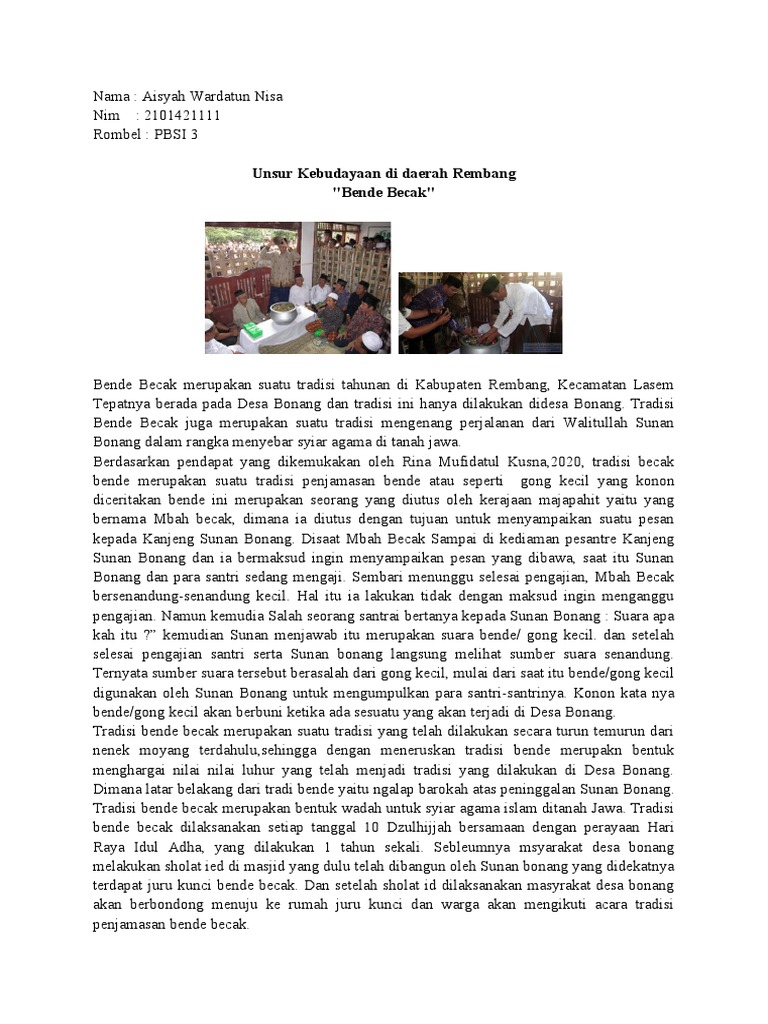 Tradisi Bende Becak di Rembang | PDF